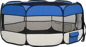 Skládací ohrádka pro psy s taškou modrá 145 x 145 x 61 cm 171016