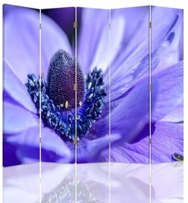 Ozdobný paraván Příroda Květina Fialová - 180x170 cm, pětidílný, obustranný paraván 360°
