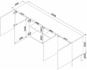 Komoda Isla 200 cm I černá