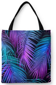 Nákupní taška Neonové palmy - rostlinný motiv v odstínech tyrkysové a fialové
