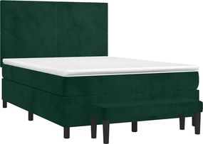Box spring postel s matrací tmavě zelená 140x190 cm samet 3137722