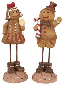 Hnědá vánoční dekorace Perníček na dlouhých nožičkách s hnědým kloboučkem a lízátkem Candy Cane – 18 cm