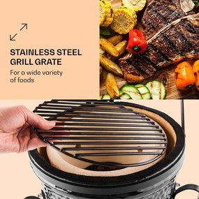 Klarstein Princesize, kamado gril, keramický, 11", uzení, BBQ, pomalé vaření, černý