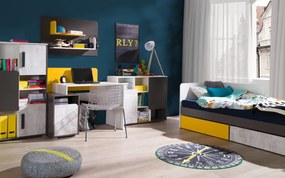 Jurek Sestava dětského pokoje Bruno 4 Kombinace barev: bílá + grafit + enigma + žlutá