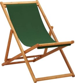 vidaXL Skládací plážové křeslo látka a dřevěný rám [310315] Barva: Zelená