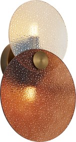 Nástěnná lampa Art Deco tmavý bronz s jantarovým sklem, 2 světla - Text
