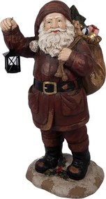 Veliká dekorativní figurka Santa Claus s dárky a lucernou - 37*39*82 cm