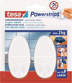 tesa Samolepicí háčky Powerstrips L velké oválné, bílá, 2 ks