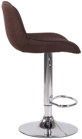 Barová židle Haugo - látkové čalounění - chromovaný rám | hnědá