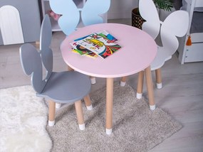 Manibox Kulatý dětský stůl ze dřeva Zvolte barvu: Růžová