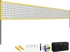 SPORTNOW sada badminton/volejbal – nastavitelná síť s ocelovými tyčemi, přenosný set s míčem a taškou | Aosom
