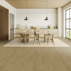 Gerflor, PVC podlaha - lino AladinTex Ultra 0636 Esterel blond, na míru, šíře 4m, hnědá, filc, chodba / předsíň
