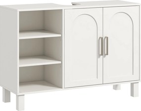 HOMCOM Podskříňková koupelnová skříňka, moderní koupelnová skříňka s 2 dvířky a nastavitelnými policemi 90x30x63 cm Krémová | Aosom