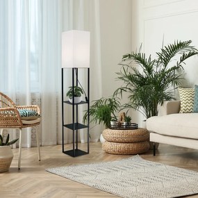 Rabalux Černá stojací lampa Bronn s bílým stínidlem pro žárovku E27 74191