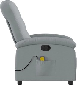 Masážní křeslo s polohovacím mechanismem, světle šedé, látkové 3205384