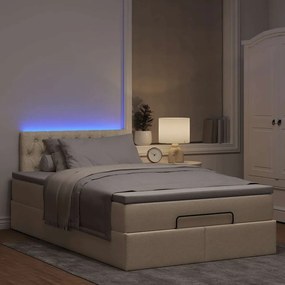 Otomanská postel s matrací &amp; LEDs krémová 120x190cm látka 3312379