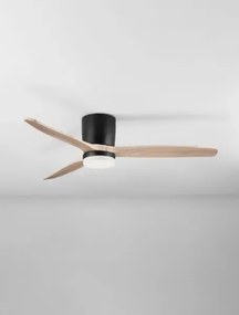 LED černo-dřevěné designové stropní svítidlo Aloa s dálkovým ovládáním 18W
