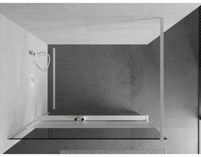 Mexen Kioto+, sprchová zástěna Walk-In s poličkou a věšákem 100 x 200 cm, 8mm čiré sklo-námraza, bílý profil, 800-100-121-20-35