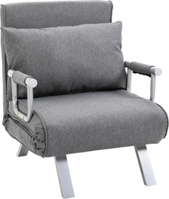 HOMCOM Rozkládací pohovka s područkou 65x69x80cm Rozkládací pohovka 3 v 1, lůžko pro hosty, lehátko, polyester podobný lnu, šedá| Aosom