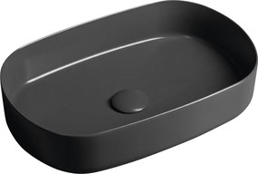 Isvea Isvea, INFINITY OVAL keramické umyvadlo na desku, 55x36cm, antracit, 10NF65055-2C
