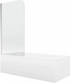 Mexen Cubik obdélníková vana 150 x 70 cm s krytem a 1dílnou zástěnou 70 cm, transparentní, chrom - 550315070X9007010100