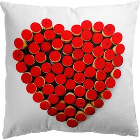 Dekorační povlak na polštář 43x43 Jess Eco Cork Heart bílý červený Domarex