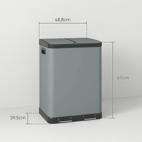 HOMCOM odpadkový koš 2x30L pedálový koš na kosmetiku s víkem a nožním pedálem, kovový odpadkový koš s vnitřním košem do obývacího pokoje a kanceláře,…