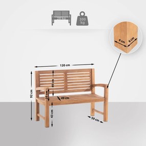 Teaková lavice Halden 120 cm