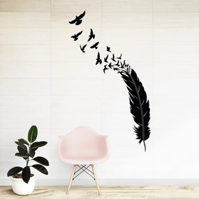 Peříčko s ptáky - vinylová samolepka na zeď 100x27cm