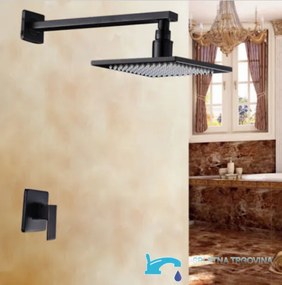 Podomítkový sprchový systém EYN PT79456 s LED osvětlením a dešťovou sprchou, matná černá a zlatá