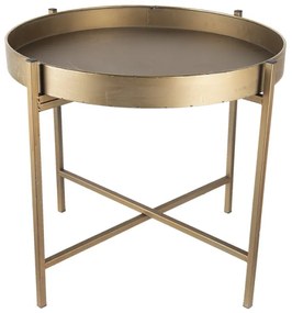 Zlatý kovový kulatý odkládací stolek – 52x40 cm