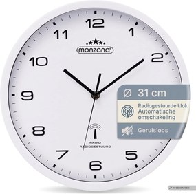 Nástěnné hodiny řízené rádiem bílý Ø31cm