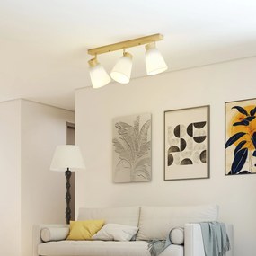 Stropní svítidlo LED 40W stropní svítidlo s dvojitou montáží a 90° nastavitelnou hlavou se 3 paticemi E27 přírodní dřevo