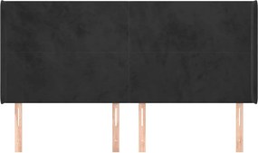 Čelo postele typu ušák černé 183x16x118/128 cm samet 3119362