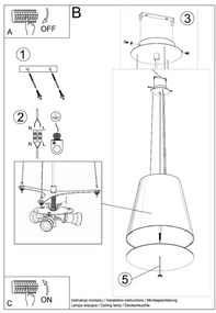 Černé závěsné svítidlo se skleněným stínidlem ø 50 cm Tresco – Sollux