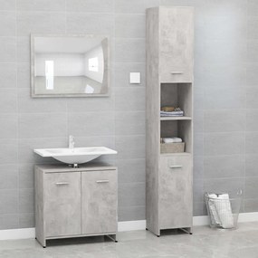 3dílná koupelnová sestava betonově šedá kompozitní dřevo,  3056920