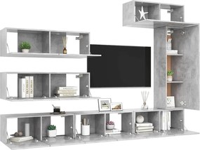 7dílný set TV skříněk betonově šedý kompozitní dřevo 3079137