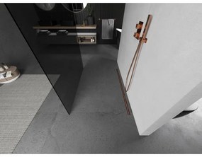 Mexen Kioto, sprchová zástěna Walk-In 110 x 200 cm, 8mm šedé sklo, měděný matný profil, 800-110-002-65-40