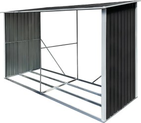 Přístřešek na dřevo, antracit/bílá, 302x121,5x191 cm, DARYL TYP 3