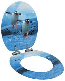 vidaXL WC sedátko s funkcí pomalého sklápění MDF motiv tučňáků