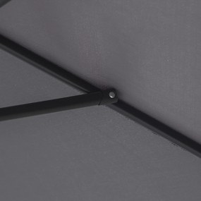 Zahradní slunečník Outsunny z hliníku Ø260x235 cm s naklápěcí konstrukcí, klikou a 6 kovovými tyčemi pro venkovní terasu a balkon - Šedý