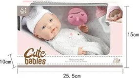 TEDDIES Panenka miminko s dudlíkem a lahvičkou / 25 cm / Pevné tělo /