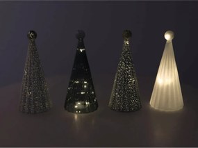 Skleněný svítící stromeček TWINKLE s LED osvětlením 22 cm, šedé odstíny