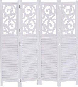 Paraván T568, dělící stěna, 4 panely - 170 × 160 cm - bílá