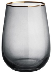 TOUCH OF GOLD Sklenice se zlatým okrajem 590 ml - tm. šedá