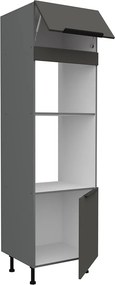 ARIA pi | vysoká skříňka 60 DPM-215 2F na vestavnou troubu a mikrovlnku | 60 cm | ANTI FINGERPRINT povrch | antracit/šedá grafit