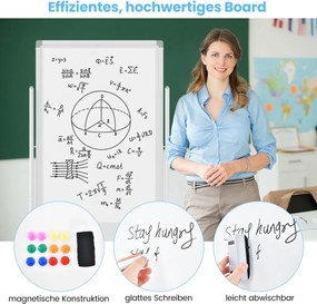 Costway Oboustranná magnetická tabule s kolečky, stojanem a – 60 × 100 cm