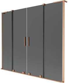 Mexen Velar L Duo vanová zástěna 2-křídlová posuvná 200 x 150 cm, grafit, kartáčovaná měď - 896-200-003-42-65
