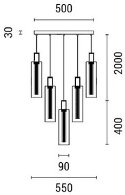 LED Lustr na lanku VIAL LED/60W/230V 3000K