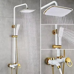 Nástěnný sprchový systém EYN BSE1250 v bílé barvě s otočným výtokovým ramínkem